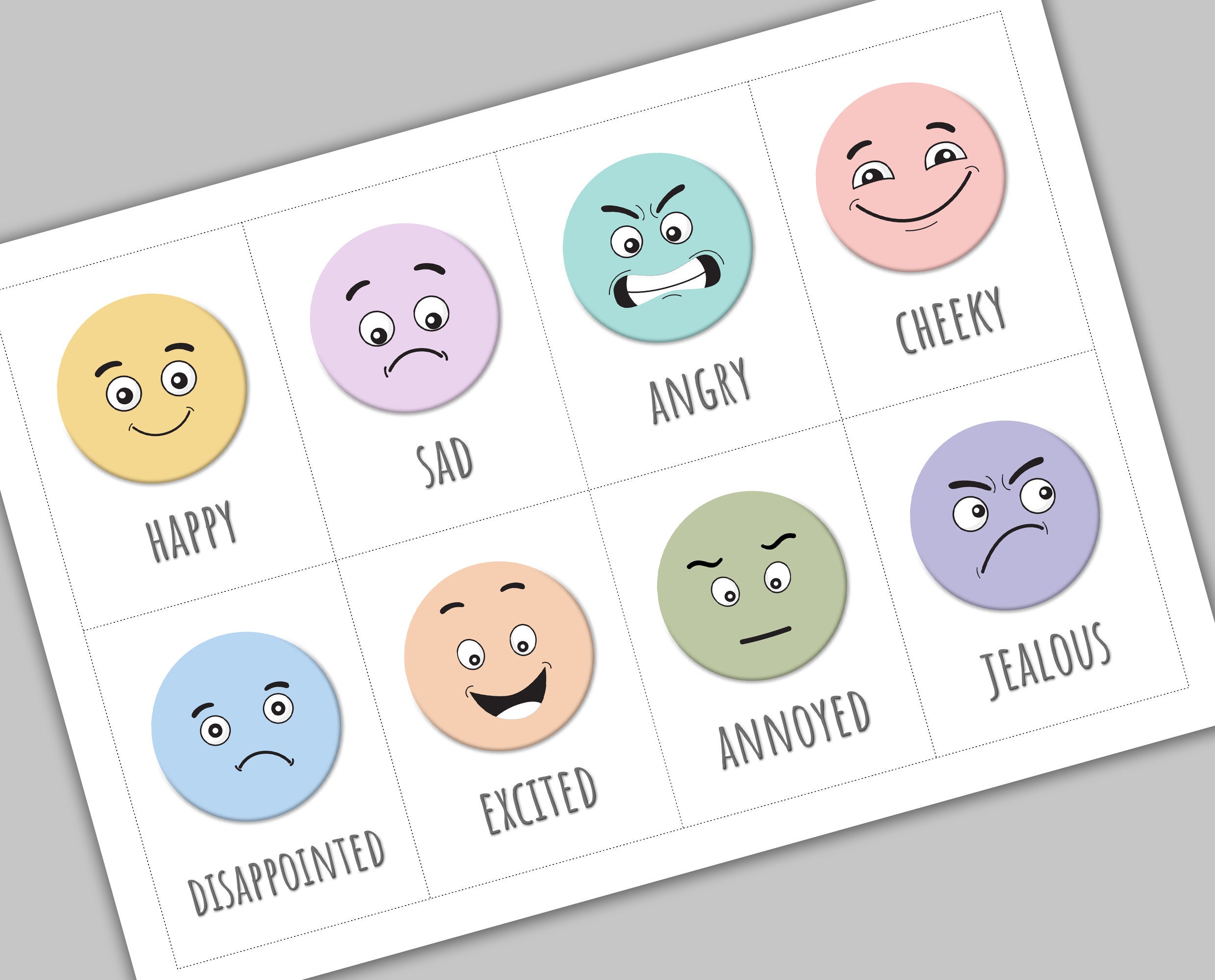 16 Embossed Emotion Flashcards Printable Feelings Flashcards - Etsy