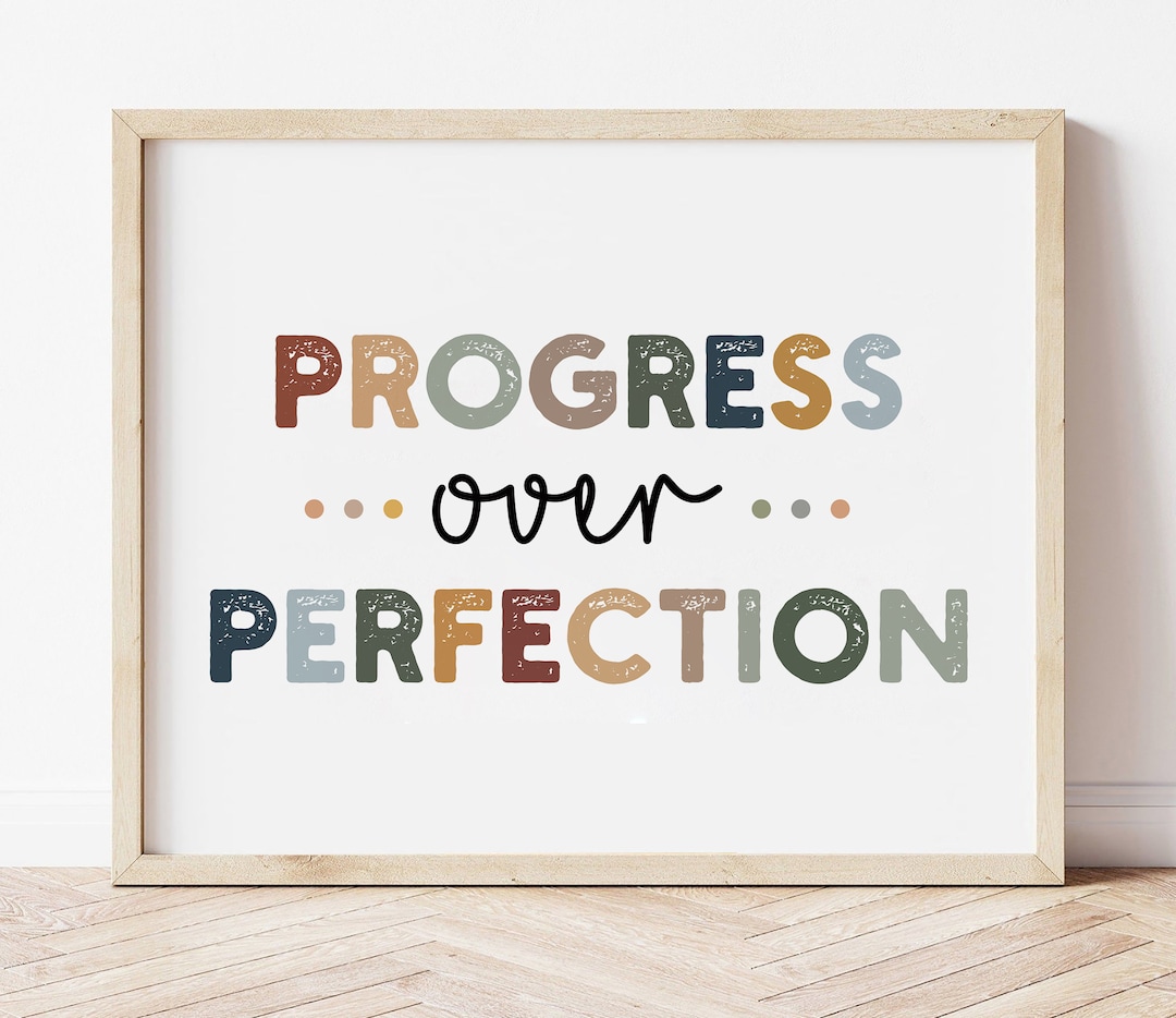 Progress Over Perfection Classroom Poster, Boho Motivational Wall Decor ...