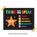 Think Before You Speak Inspirational Classroom Wall Art Poster, School ...