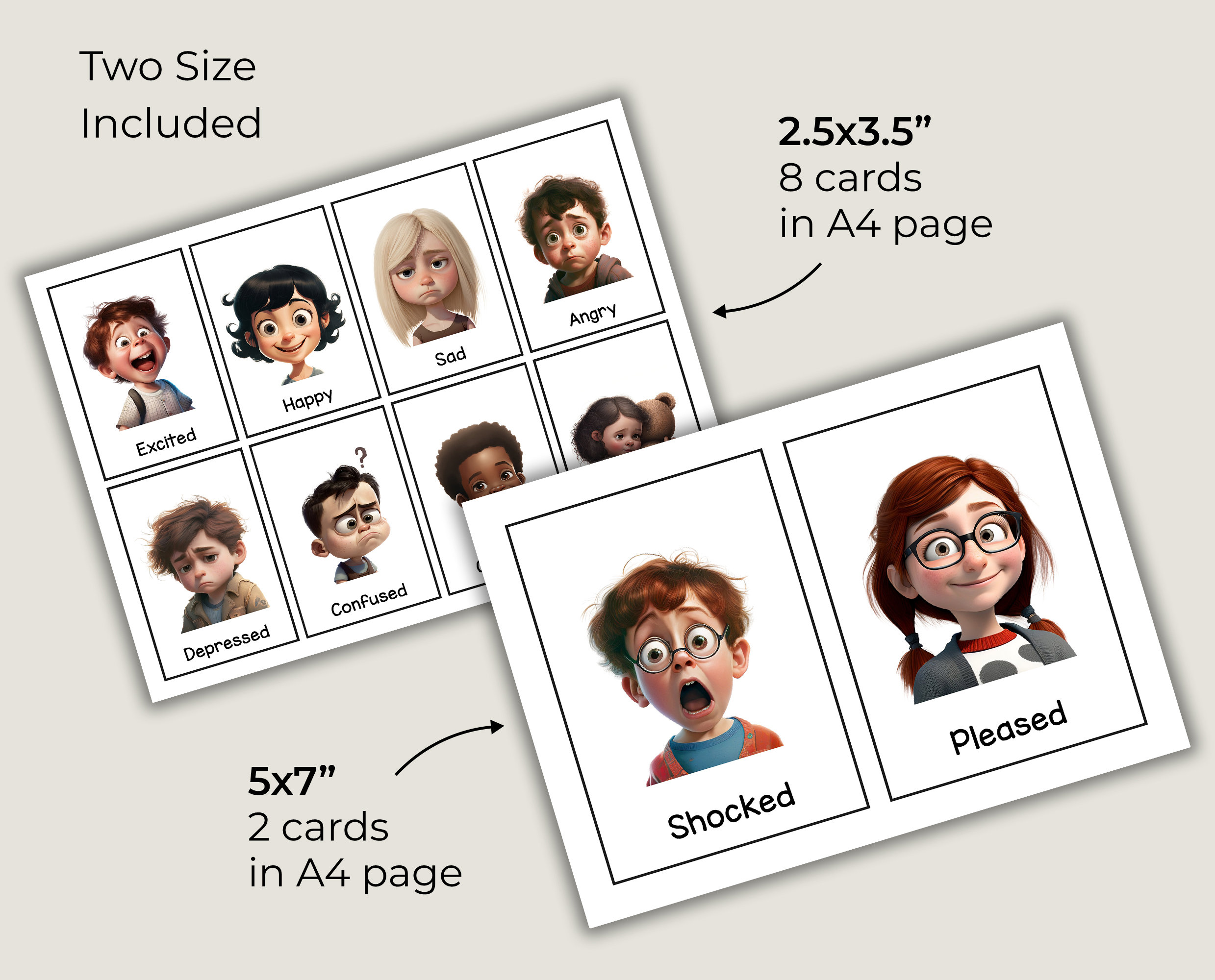 40 Photo Emotion Flashcards Printable, Feelings Flashcards, Pastel ...