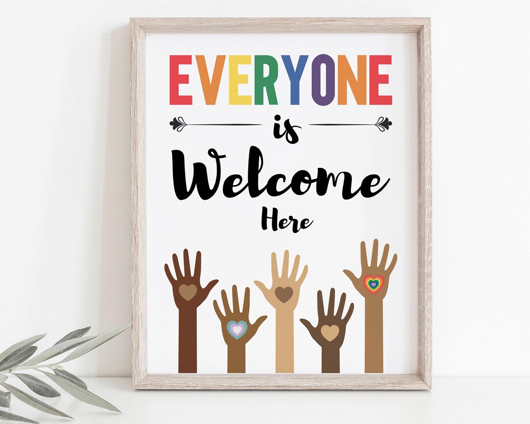Everyone is Welcome Inclusive Equality Wall Art Classroom Poster ...