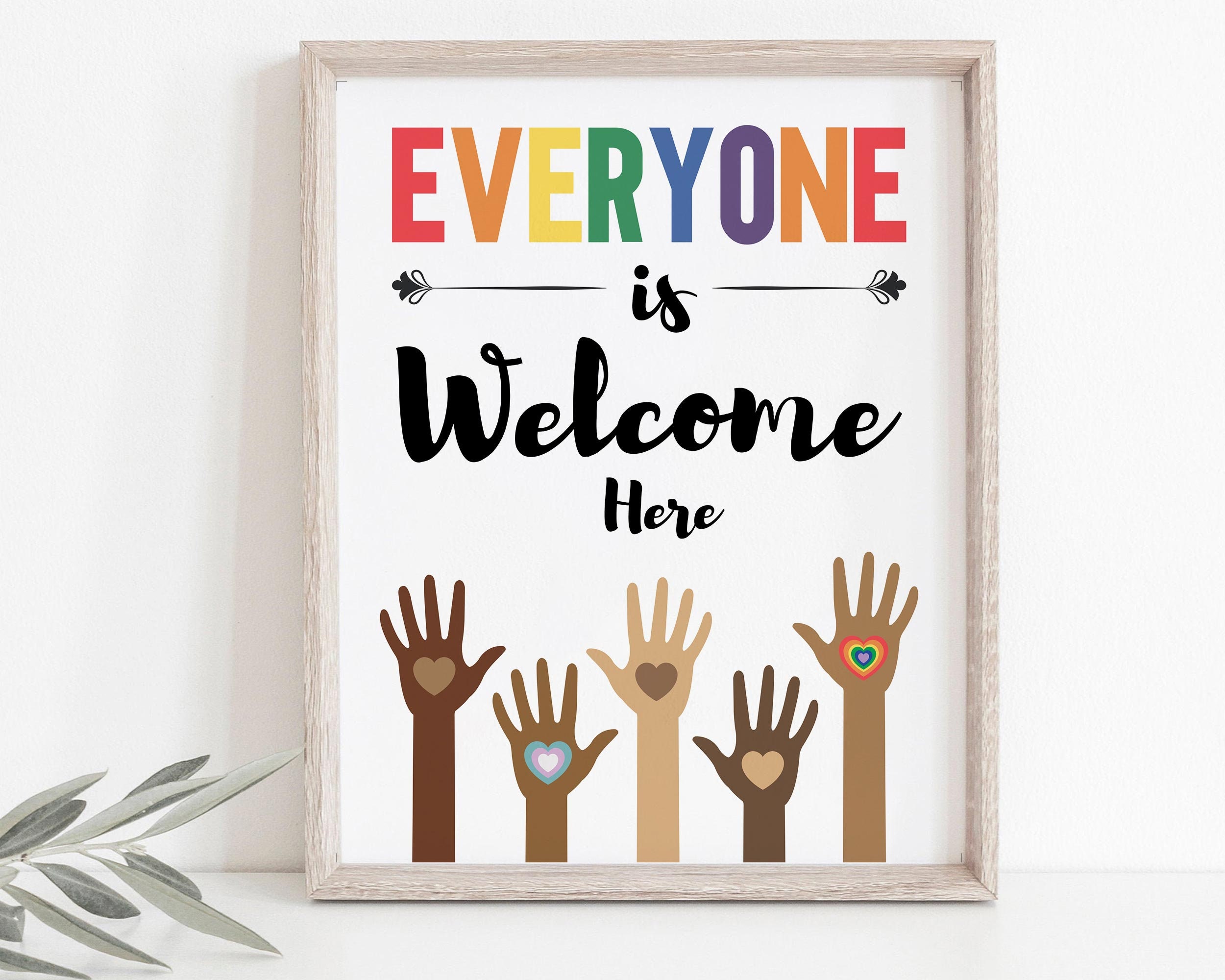 Everyone is Welcome Inclusive Equality Wall Art Classroom Poster ...