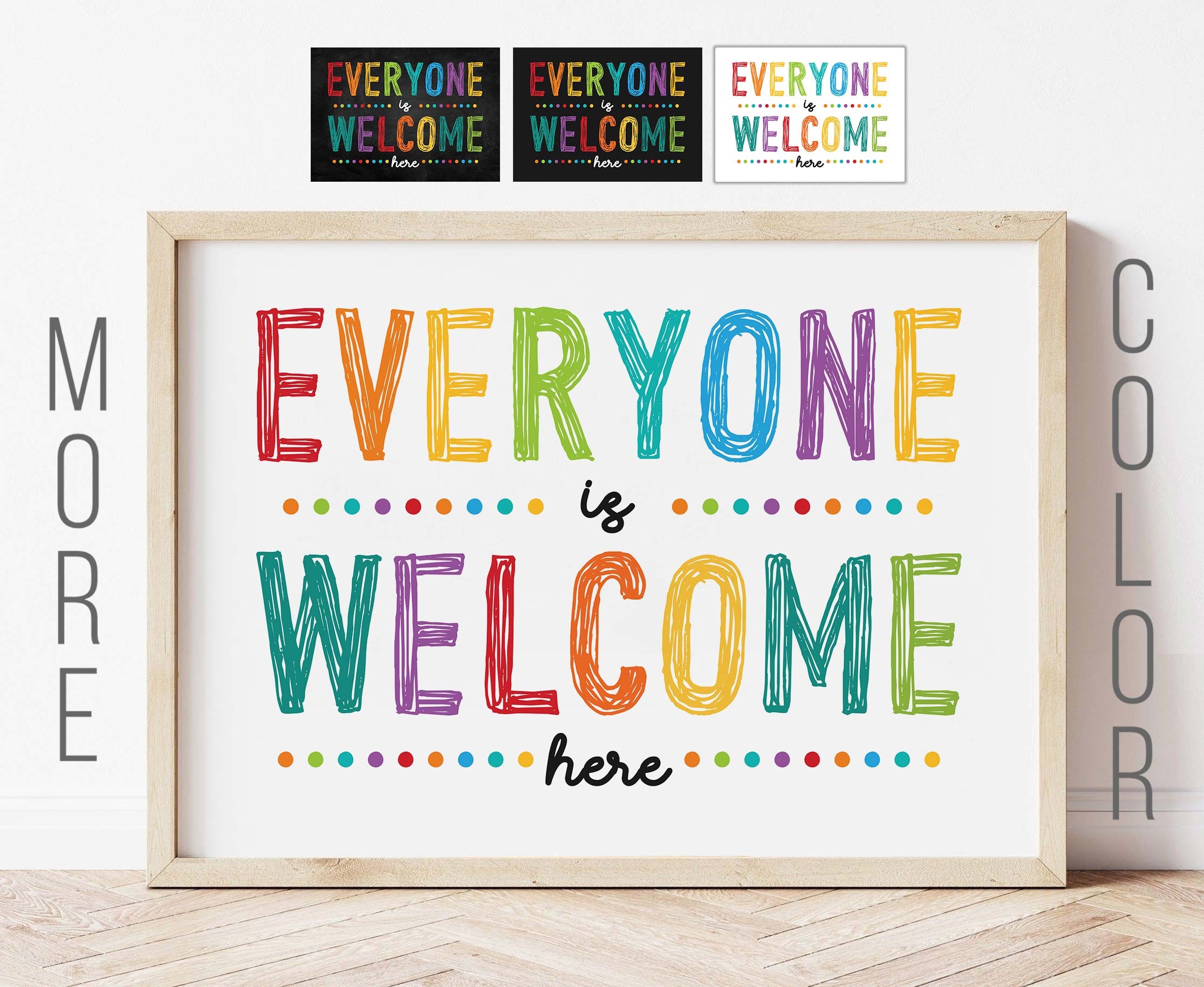Everyone is Welcome Inclusive Equality Wall Art Classroom - Etsy