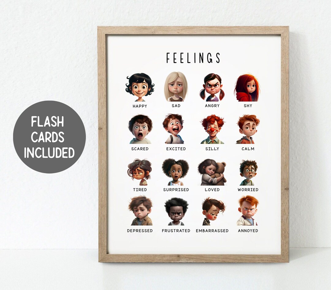 Feelings Poster, Real Emotions Chart, Classroom Decor, Montessori ...