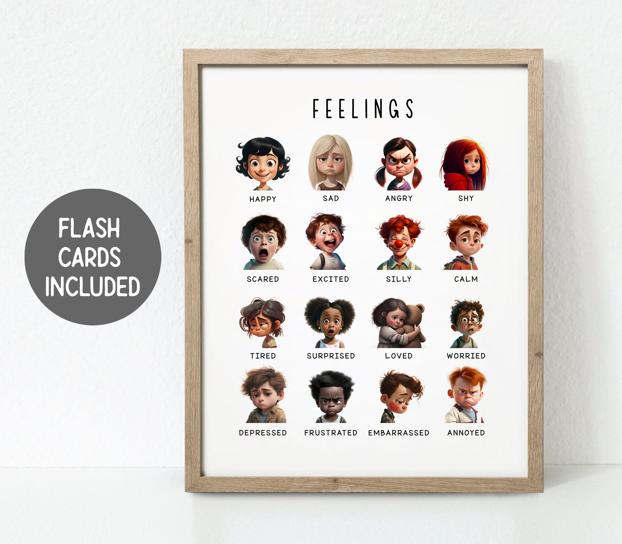 Feelings Poster Real Emotions Chart Classroom Decor - Etsy