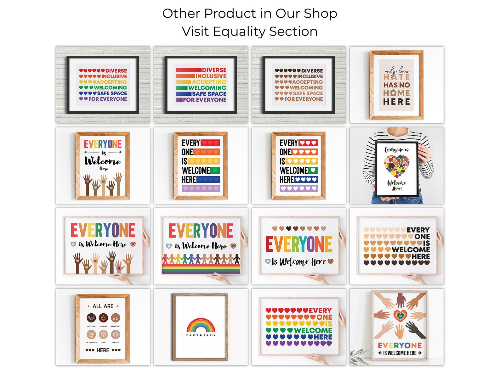 Everyone is Welcome Inclusive Equality Wall Art Classroom - Etsy