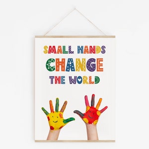 Small Hands Change the World, Rainbow Diversity Wall Art, Printable ...