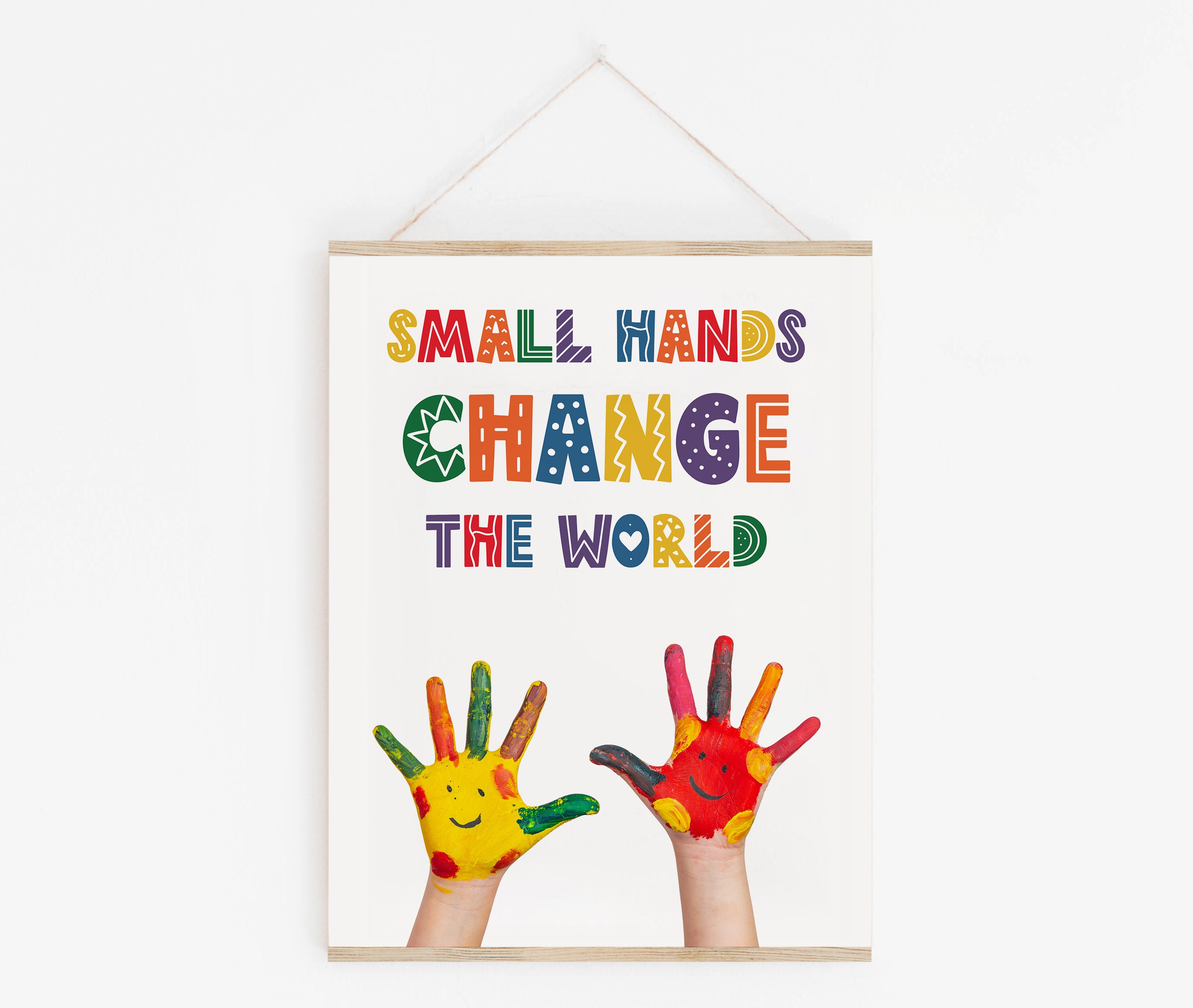 Small Hands Change the World Rainbow Diversity Wall Art | Etsy