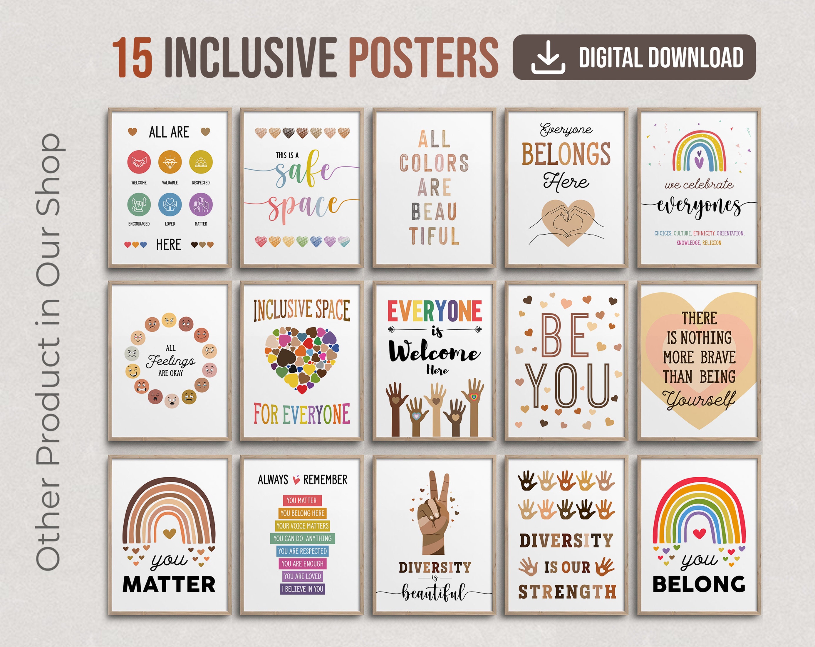 Everyone is Welcome Inclusive Equality Wall Art Classroom - Etsy UK