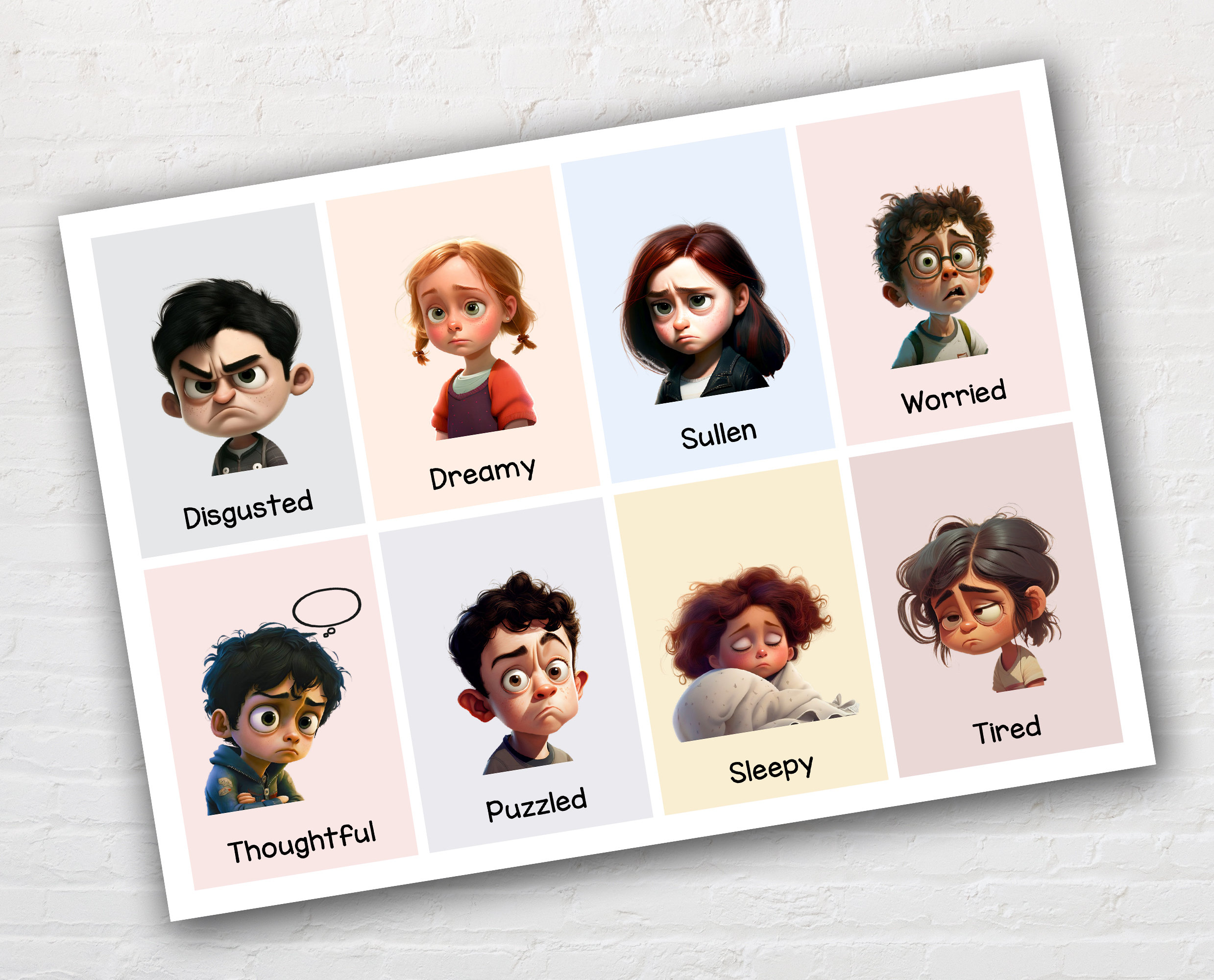 40 Photo Emotion Flashcards Printable, Feelings Flashcards, Pastel ...