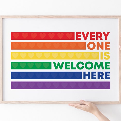Everyone is Welcome Here: Digital Download Poster Rainbow | Etsy