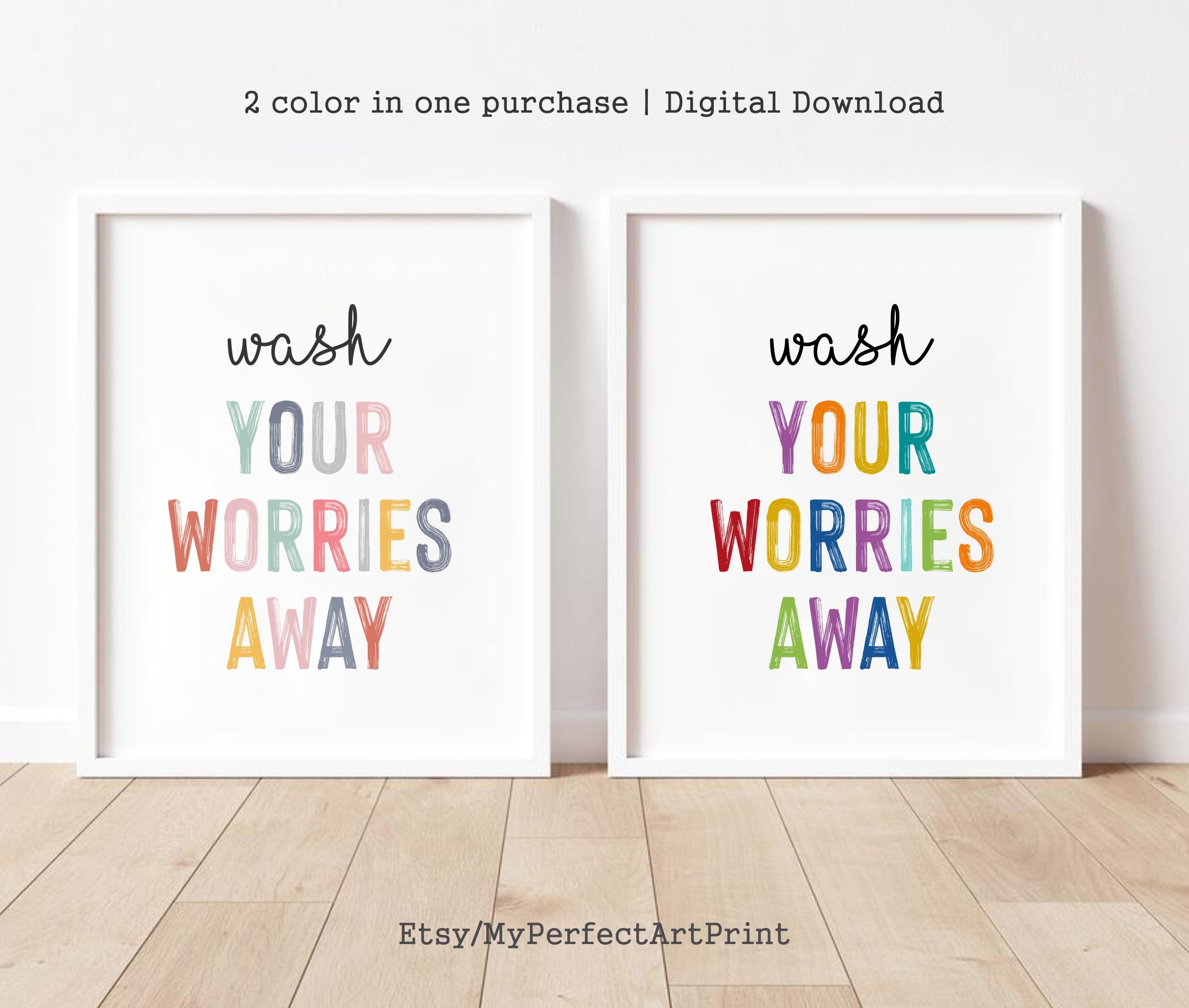 Kids Bathroom Wall Prints, Bathroom Art Set, Set of 5, Splish Splash ...