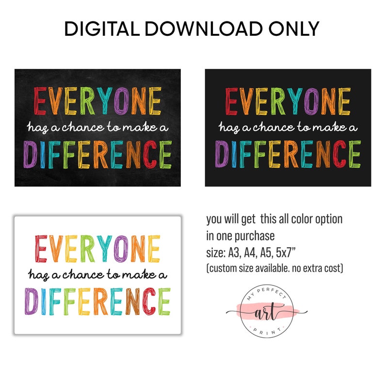 Everyone Has a Chance to Make a Difference Positive Poster, Classroom ...