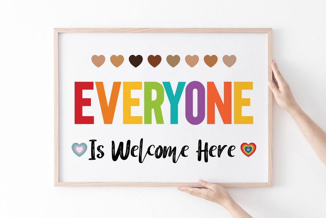 Everyone is Welcome Inclusive Equality Wall Art Classroom Poster ...