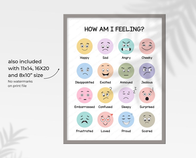 16 Emotion Flashcards Printable Feelings Flashcards Emotions - Etsy