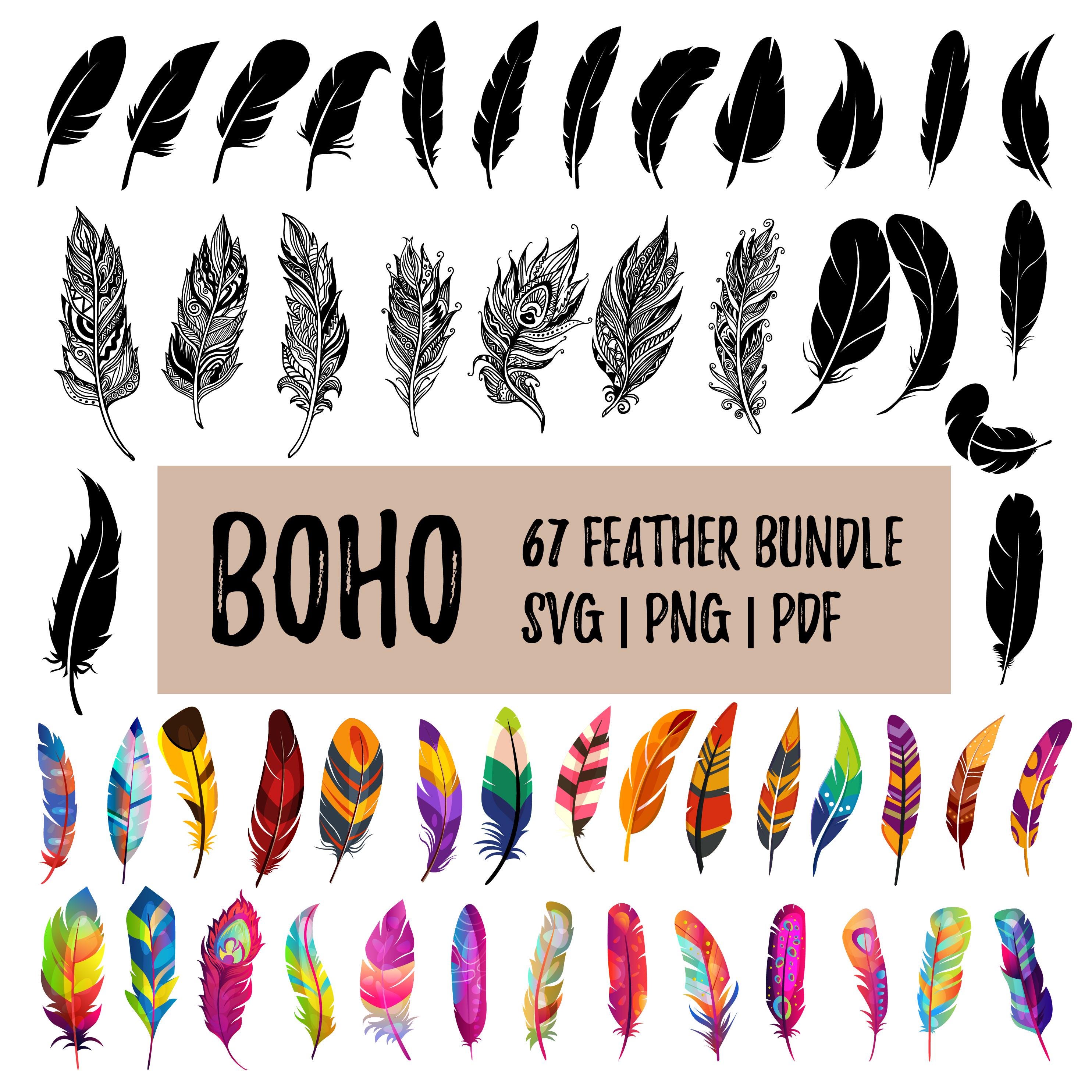 Decorative Feather SVG Bundle | Feather Cut File for Cricut ...