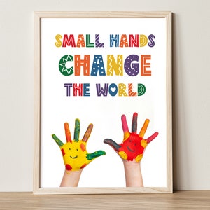 Small Hands Change the World, Rainbow Diversity Wall Art, Printable ...