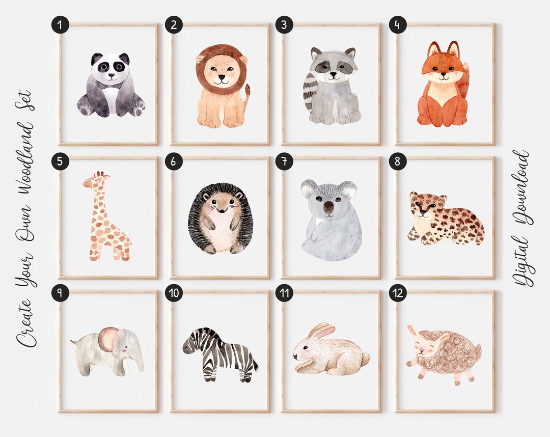 Safari Animal Prints, Watercolor Jungle Nursery Decor (digital Download ...