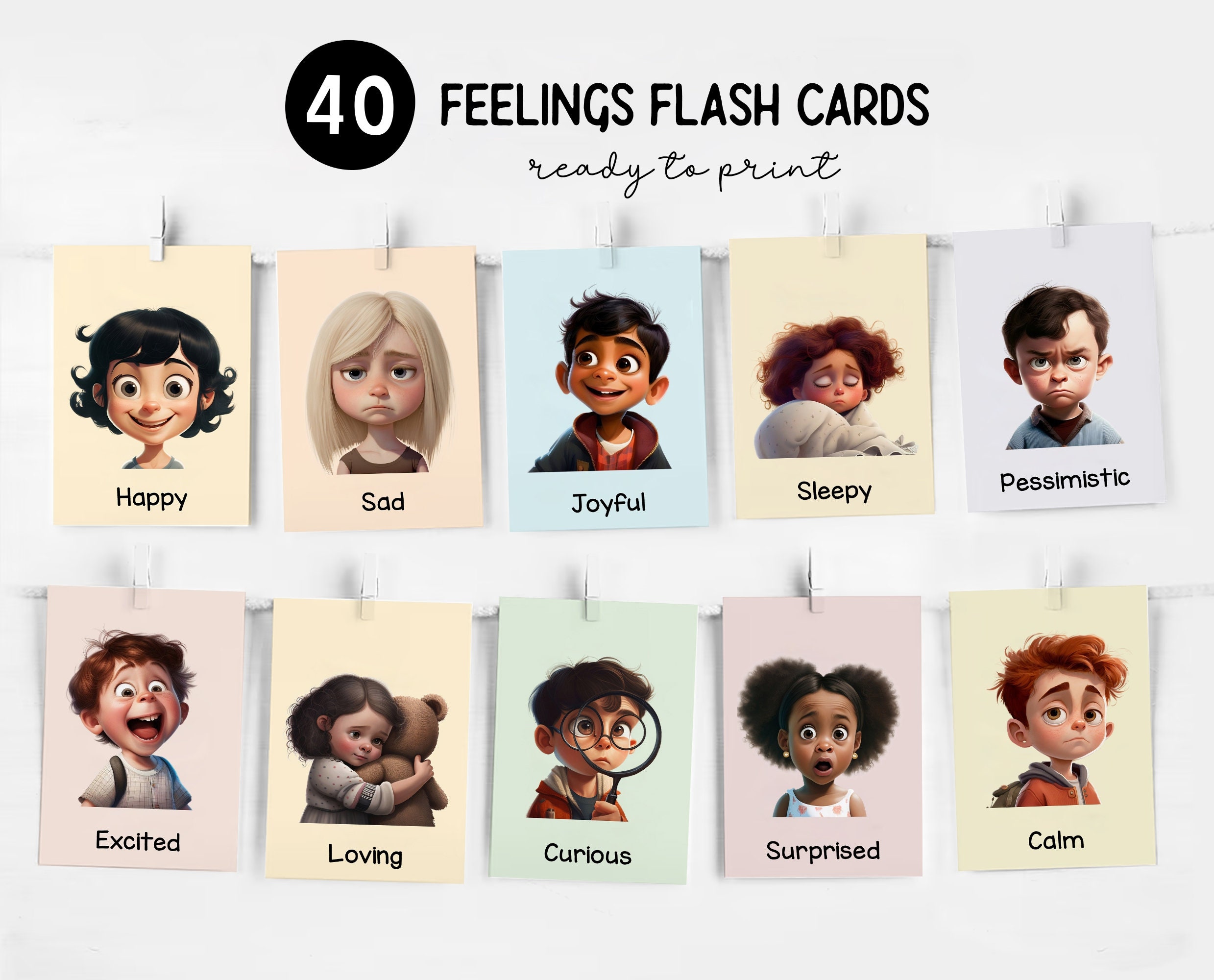40 Photo Emotion Flashcards Printable Feelings Flashcards - Etsy Australia