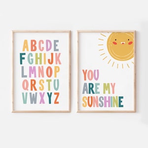 You Are My Sunshine Set of 3 Wall Art, Alphabet Numbers Educational ...
