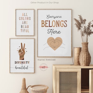 Everyone is Welcome Inclusive Equality Wall Art Classroom Poster ...