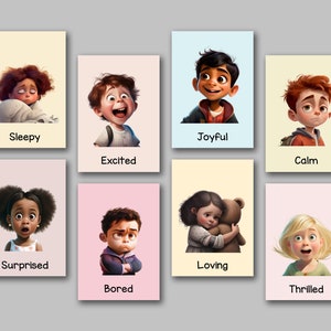 40 Photo Emotion Flashcards Printable, Feelings Flashcards, Pastel ...