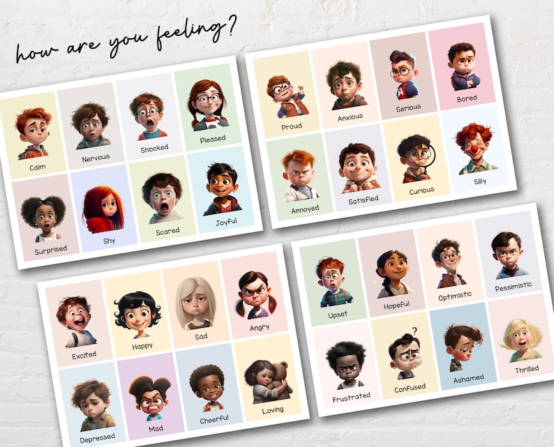 40 Photo Emotion Flashcards Printable, Feelings Flashcards, Pastel ...