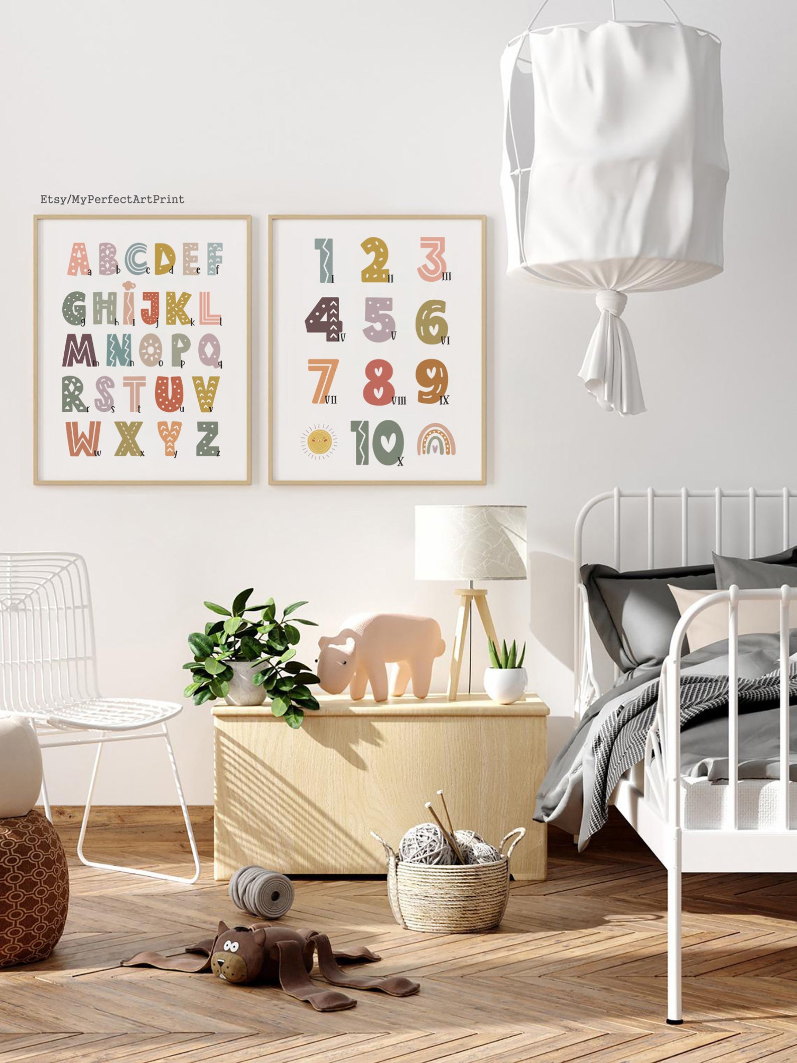 Rainbow Alphabet and Numbers Posters ABC 123 Printable Set of 2 Prints ...