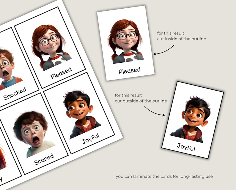 40 Photo Emotion Flashcards Printable, Feelings Flashcards, Pastel ...