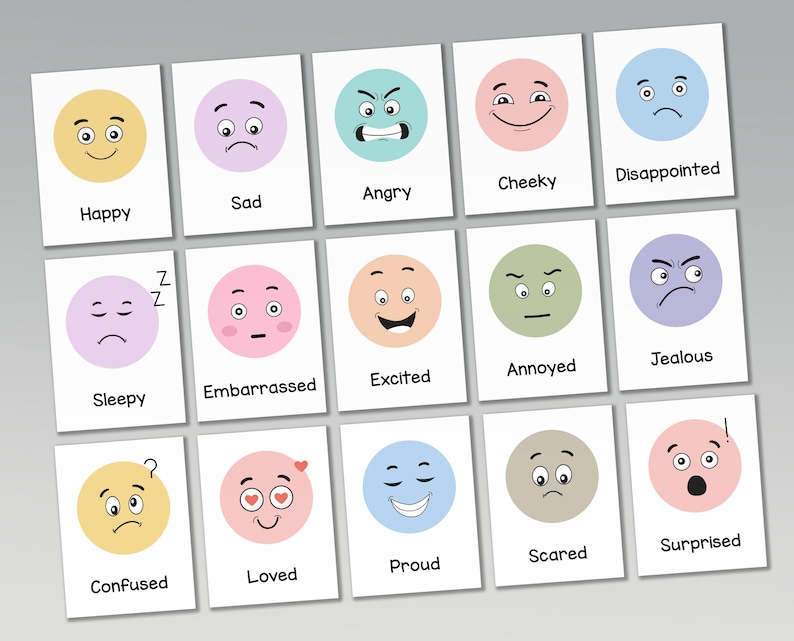 16 Emotion Flashcards Printable Feelings Flashcards Emotions - Etsy