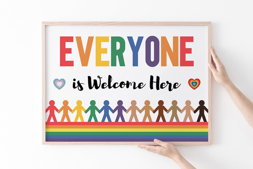 Everyone is Welcome Inclusive Equality Wall Art Classroom Poster ...
