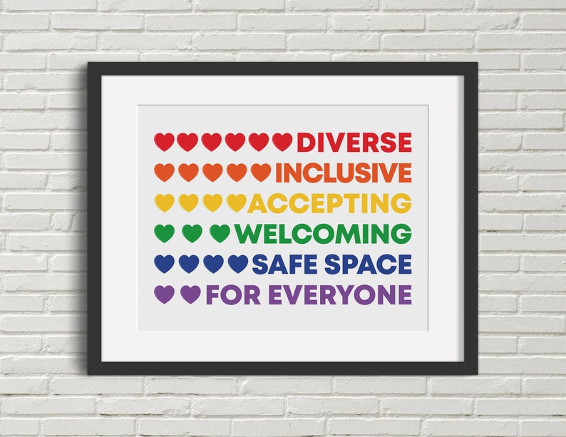 Diverse Inclusive Safe Space for Everyone Rainbow Diversity Quote LGBTQ ...