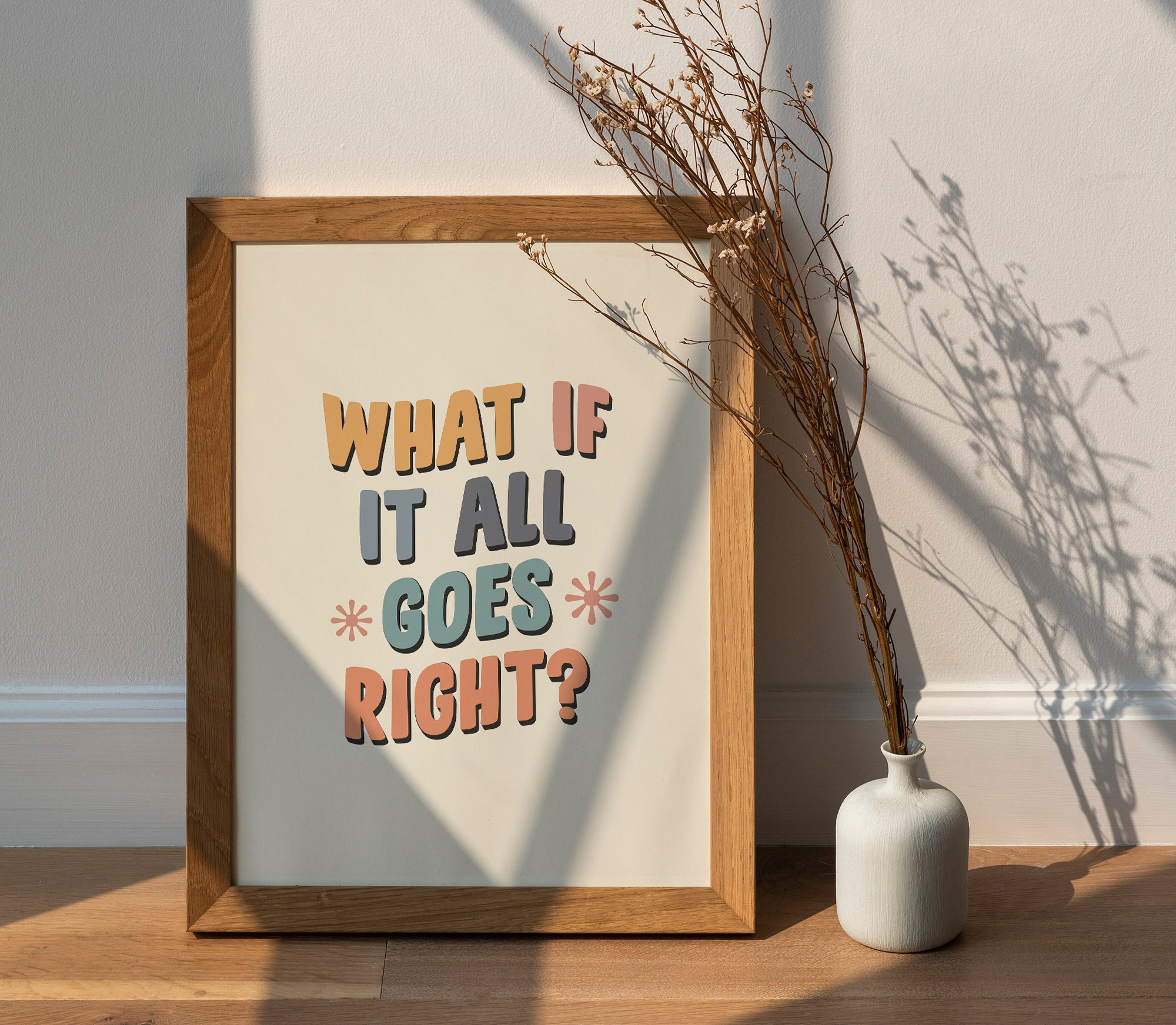 What If It All Goes Right Mental Health Printable, Retro Motivational ...