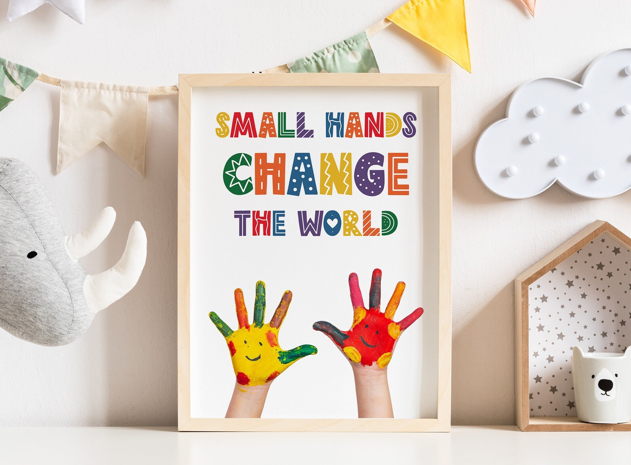 Small Hands Change the World Rainbow Diversity Wall Art - Etsy UK