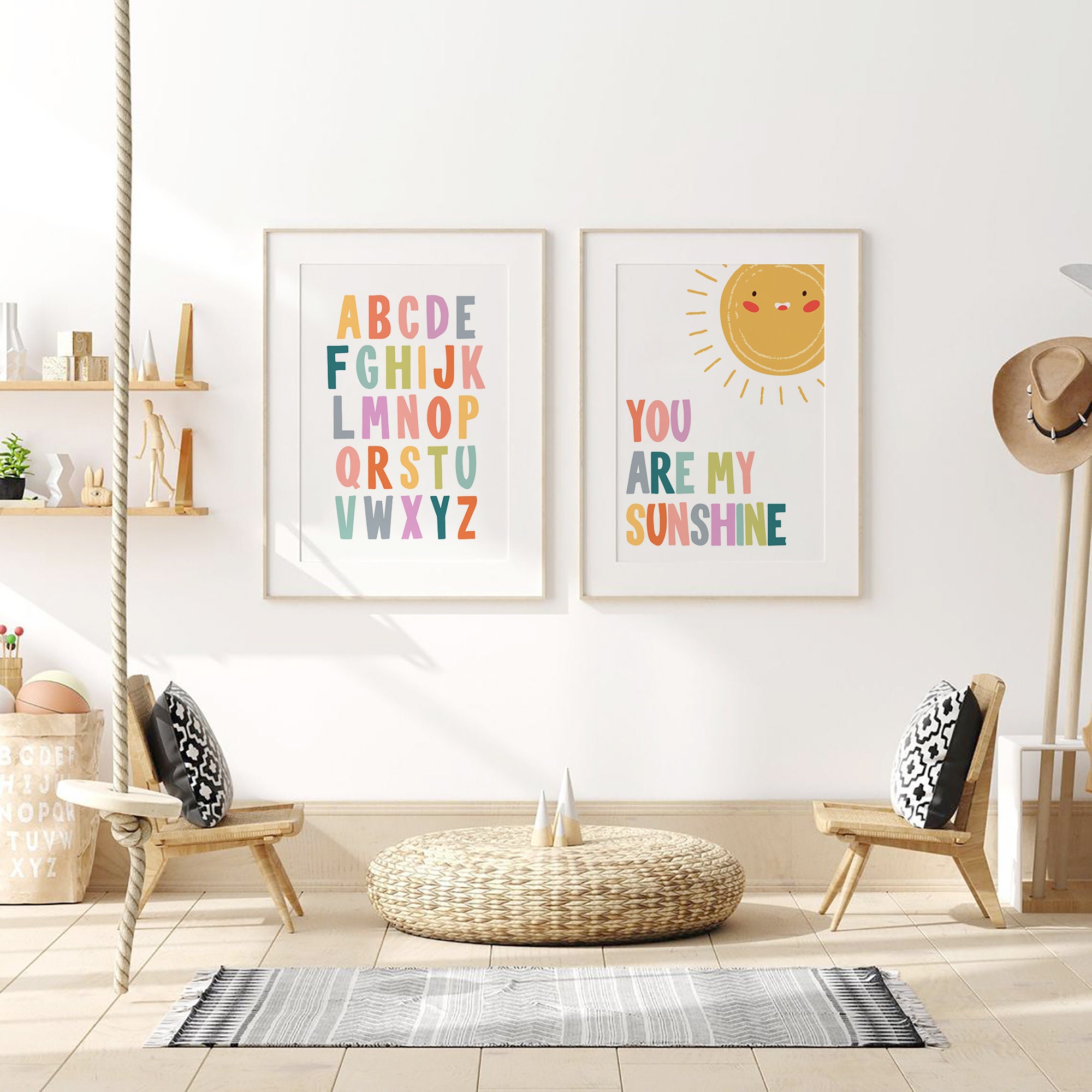 You Are My Sunshine Set of 3 Wall Art Alphabet Numbers - Etsy