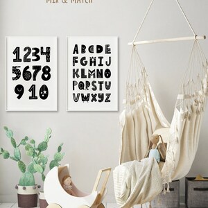 Alphabet Nursery Print, Black & White Alphabet Print, Boys Bedroom ...