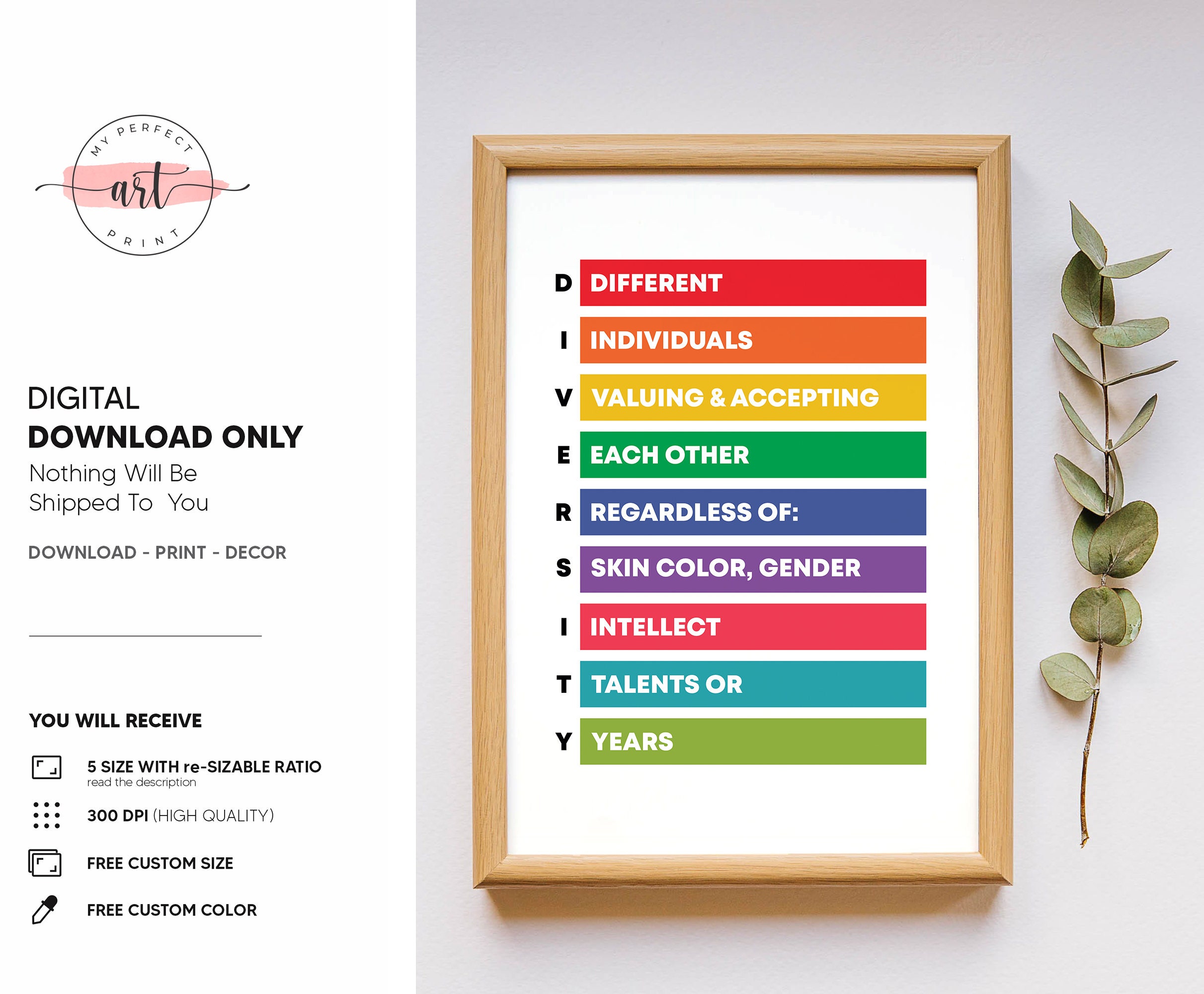 Rainbow Diversity Poster School Counselor Poster Office | Etsy