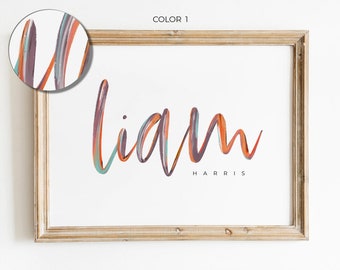 Personalised Rainbow Nursery Print, Custom Baby Name Print, Nursery ...