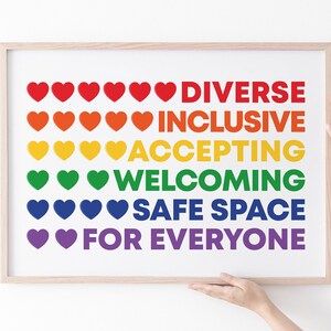 Diverse Inclusive Safe Space for Everyone Rainbow Diversity Quote LGBTQ ...