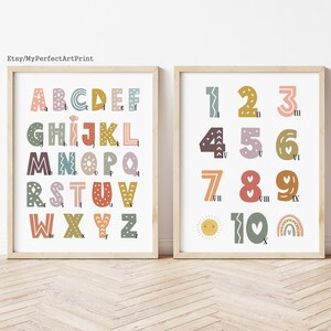 Rainbow Alphabet and Numbers Posters ABC 123 Printable Set of 2 Prints ...