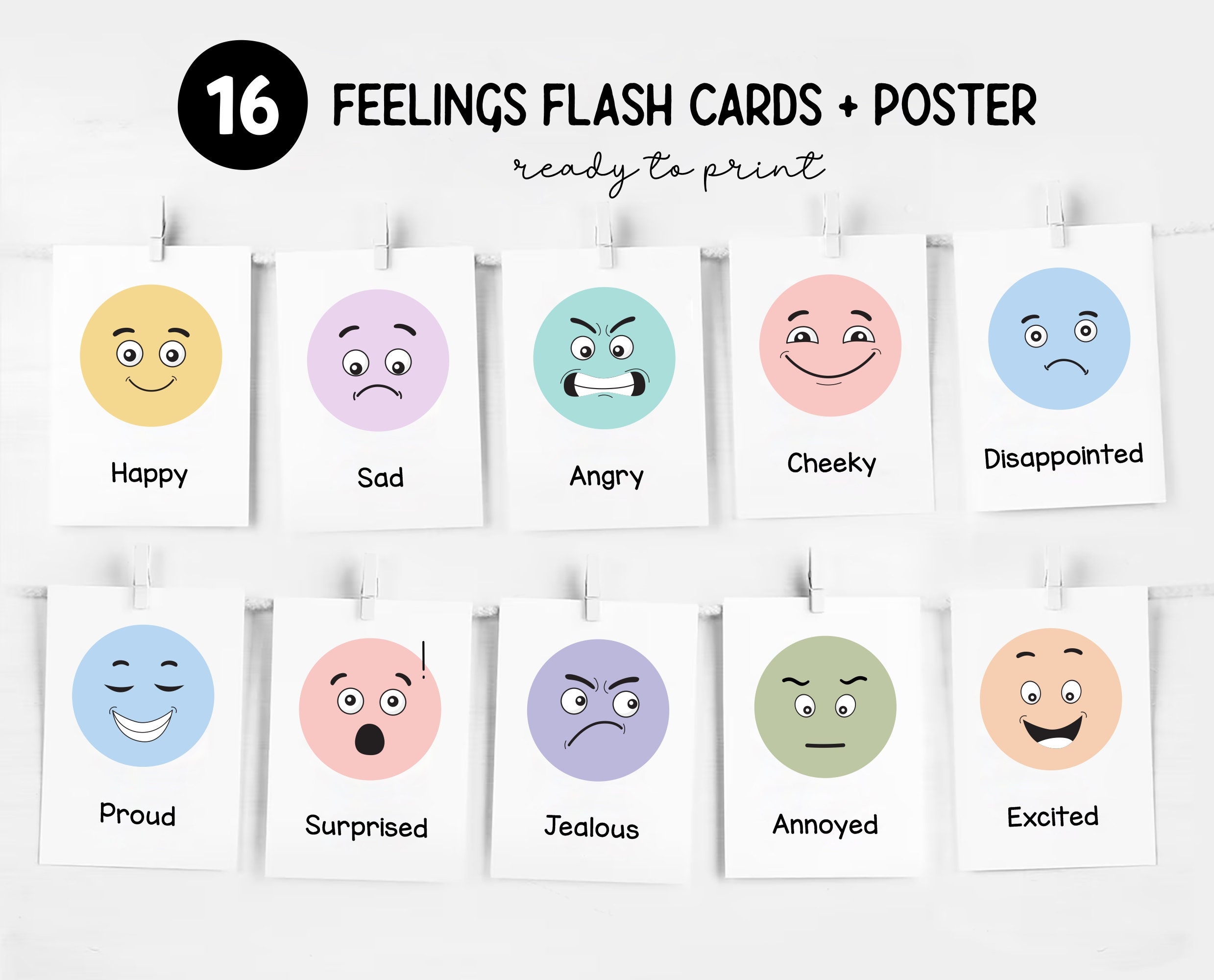 16 tarjetas de emociones imprimibles tarjetas de - Etsy México