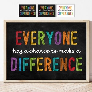 Everyone Has a Chance to Make a Difference Positive Poster, Classroom ...