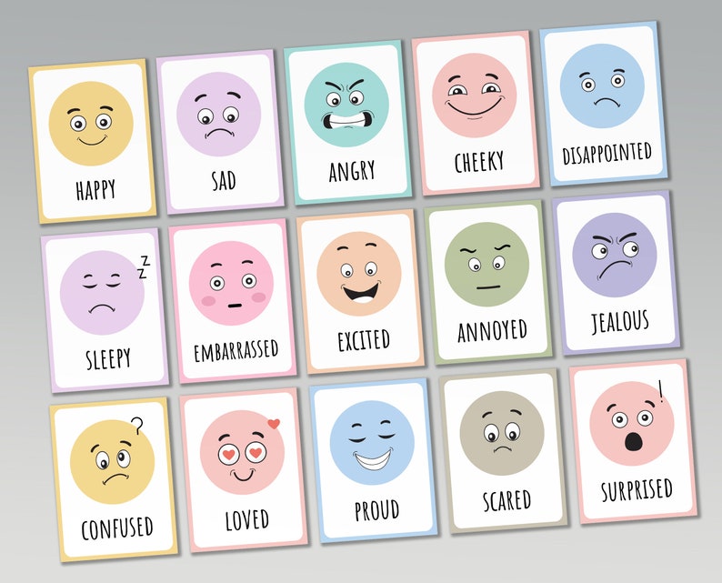 16 Emotion Flashcards Printable Feelings Flashcards Emotions - Etsy