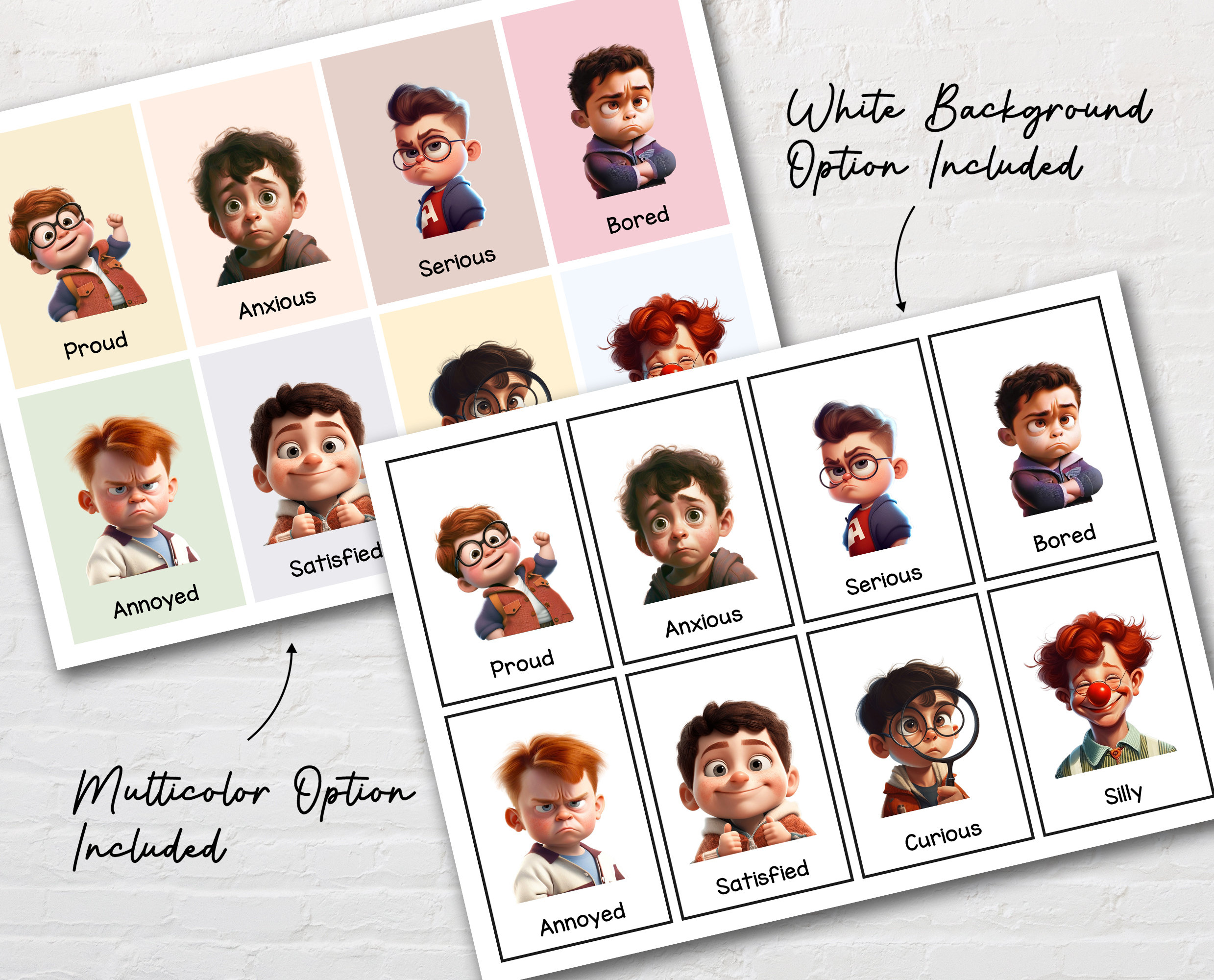 40 Photo Emotion Flashcards Printable, Feelings Flashcards, Pastel ...