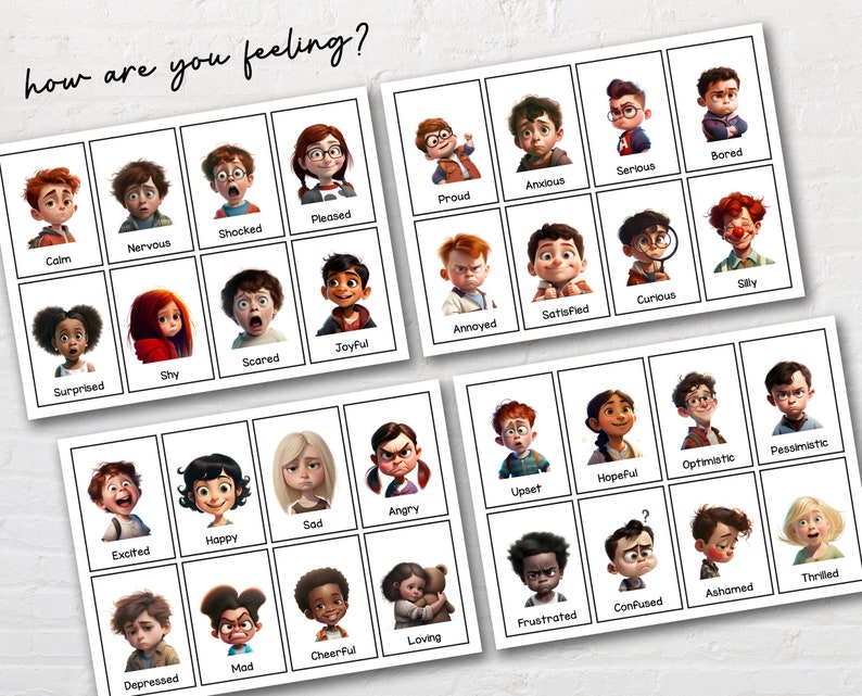40 Photo Emotion Flashcards Printable, Feelings Flashcards, Pastel ...