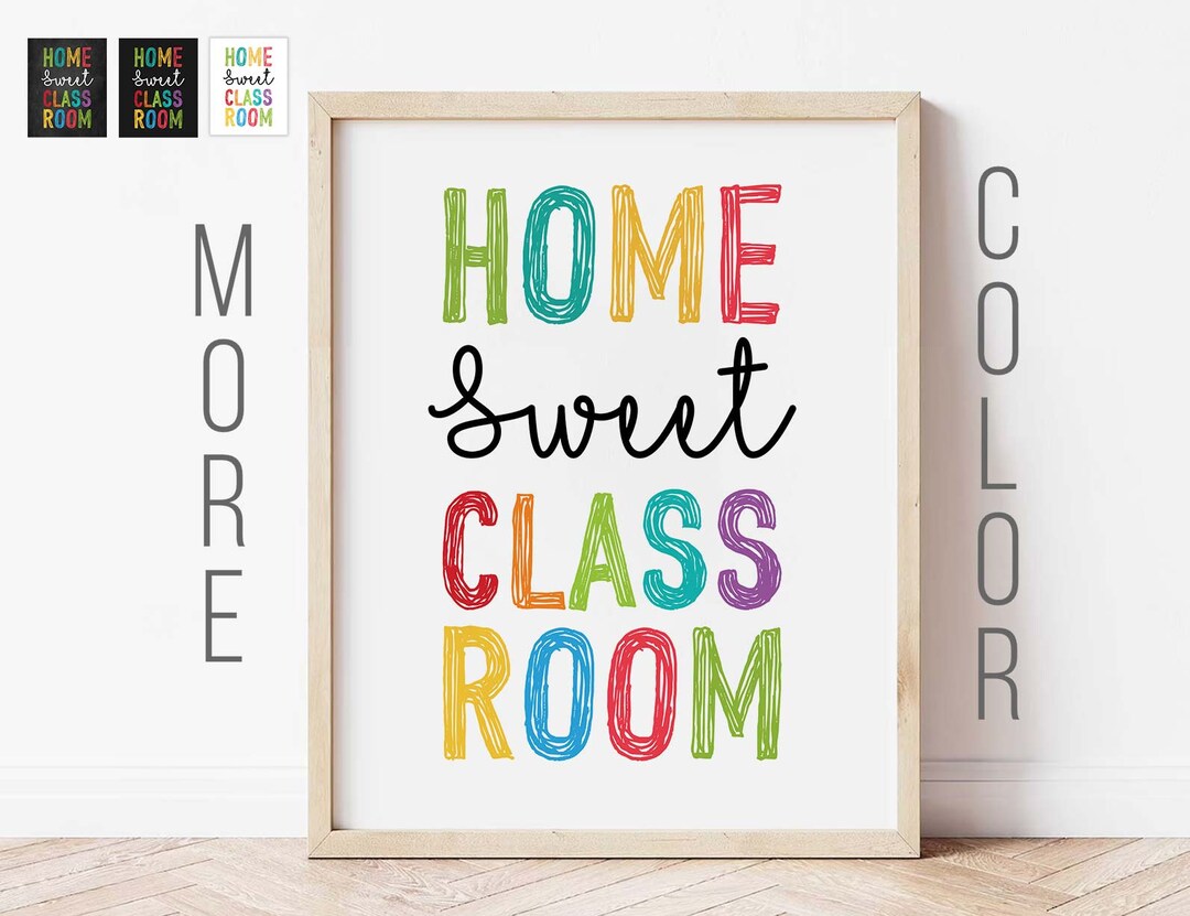 Home Sweet Classroom Print, Rainbow Chalkboard Quote (digital Download ...