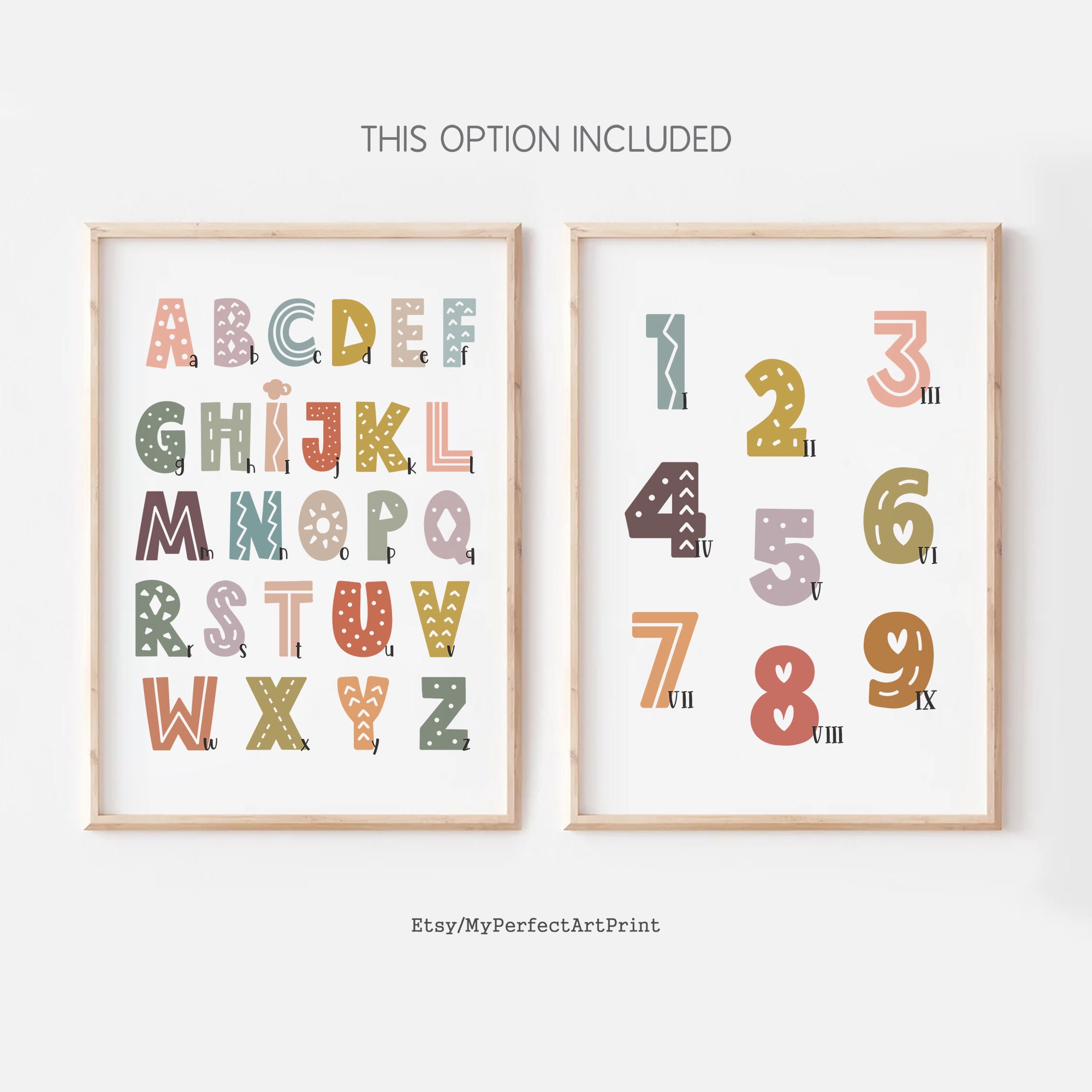 Rainbow Alphabet and Numbers Posters ABC 123 Printable Set of 2 Prints ...