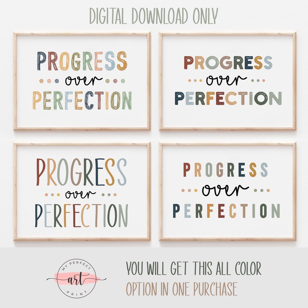 Progress Over Perfection Print, Classroom Decor, Kids Motivational Wall Art Print, Empowering ...