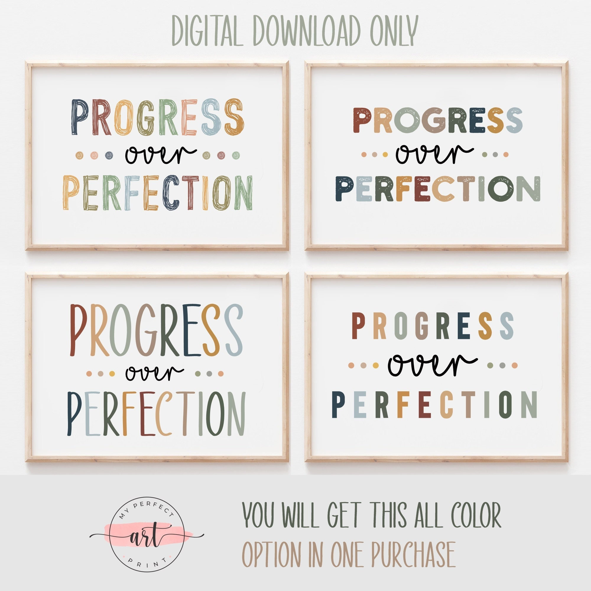 Progress Over Perfection Print Classroom Decor Kids - Etsy