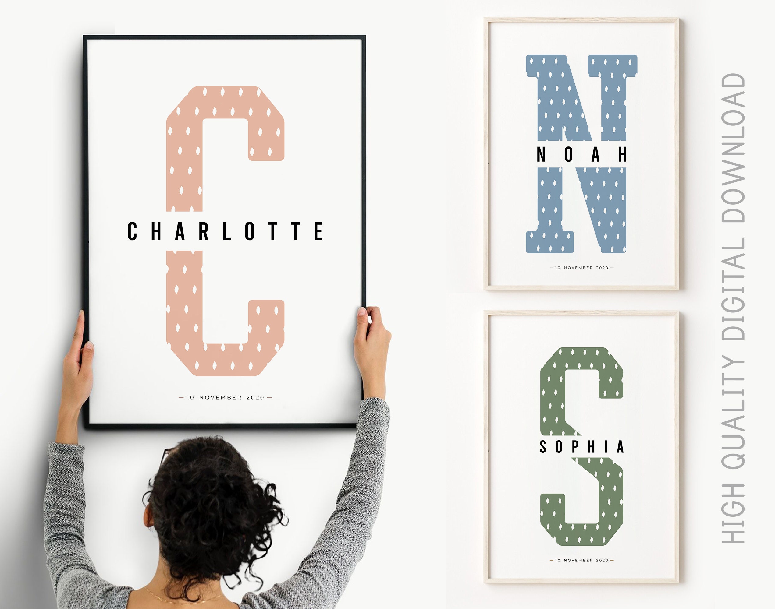 Custom Initial Print, Custom Name Prints, Custom Kids Gift Print ...